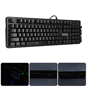 Keyboard, Backlight Illuminated Plug and Play Gaming Keyboard, Desktop USB 104 Keys for Computer Laptop(Black (104 Key Green Shaft))