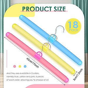 Geelin 18 Pieces No Bump Hangers No Shoulder Bump Hangers Foam Padded Hangers Adjustable Coat Sweater Hangers No Slip Clothes Hangers Bendable for Women Clothing(Blue, Yellow, Pink)