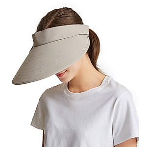 icolor Women Sun Cap Finshing Hats UPF+50 Detachable Face Mask Neck Flap Visor Wide Brim Sun Protection Hiking Hats Khaki