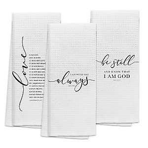 TUNW Inspirational Christian Scriptures Kitchen Towels,Christian Hand Towels Dish Towels 16″×24″Set of 3,Gifts for Christian Women Faith Girls Mom,Blessed Kitchen Towels