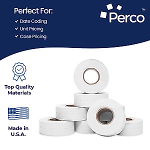 Perco 1 Line White Labels - 1 Sleeve, 8,000 Blank Price and Date Gun Labels for Perco 1 Line Price and Date Guns