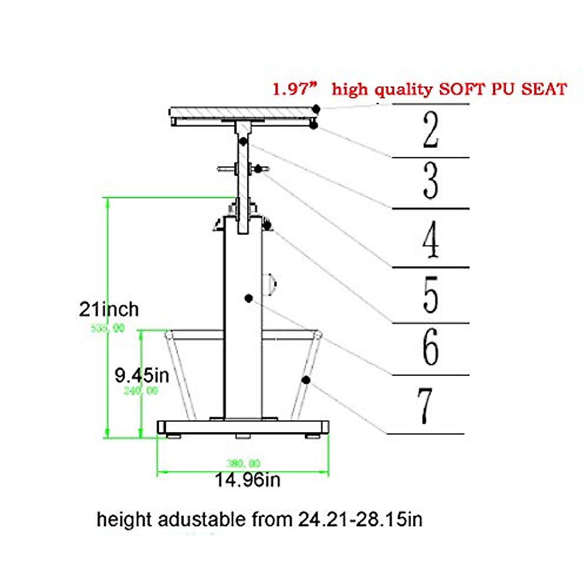 Topower American Antique Industrial Round Bottom Adjustable Height Cafe Coffee Retro Vintage Stylish Water Pipe Design Pub Kitchen Bar Stool (Silver, PU Leather Top)