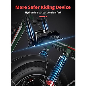 AMYET S8 Electric Bike for Adults, Peak 3000W Dual Motor AWD 48V 25Ah Ebike 35MPH Electric Bicycles 7-Speed with Full Suspension Fork Hydraulic Disc Brake Max Range 75 Miles Electric Bike (Green)