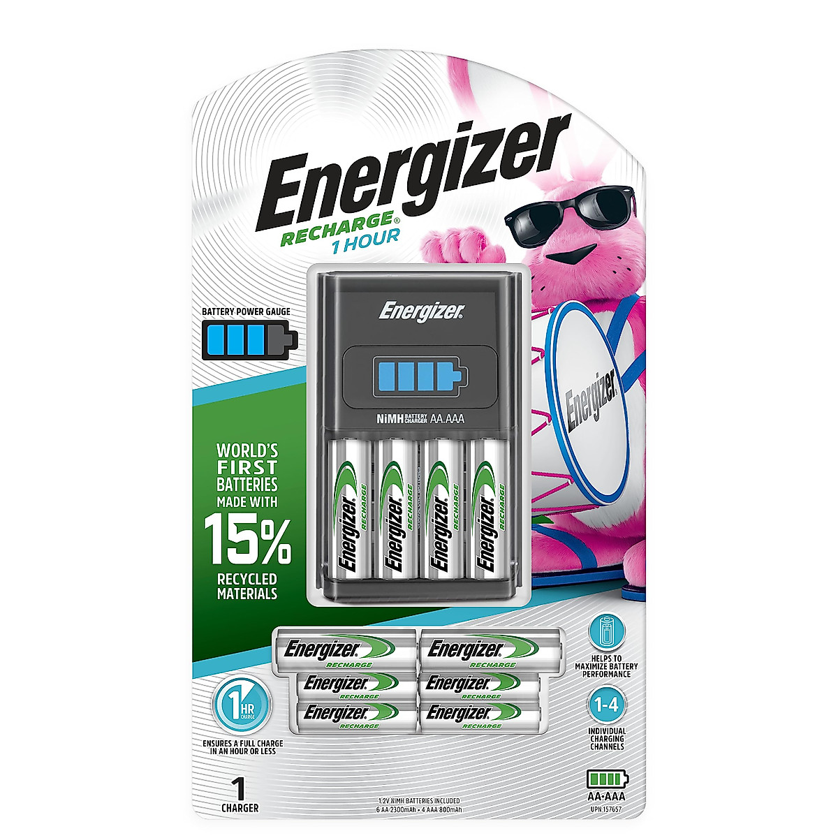 Energizer Rechargeable - Battery Kit - 6 AA and 4 AAA - Batteries with Charger Rechargeable Batteries with Powerful Charger just in an Hour 100% 4port - 4port AAA Charger
