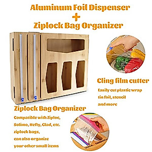 shuang qing Ziplock Bag Storage Organizer, Bamboo Food Bags Container for Kitchen Drawer Compatible Compatible With Ziploc, Solimo, Glad, Hefty For Gallon, Quart, Sandwich