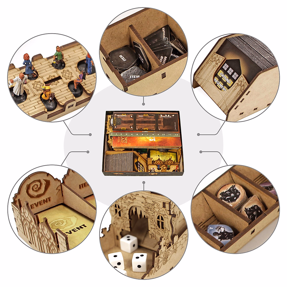 TowerRex Board Game Organizer for Betrayal at House on The Hill Board Game, Widow's Walk Expansion, Betrayal at The House on The Hill 2nd Ed boardgame Components, Tokens, Cards