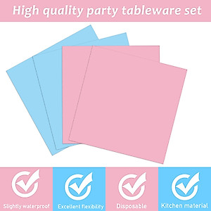 gisgfim 200PCS Gender Reveal Party Supplies Blue and Pink Gender Reveal Plates and Napkins Set Boys Girls Baby Shower Party Tableware Dinnerware for Baby Shower Birthday Table Party Decor 50 Guests