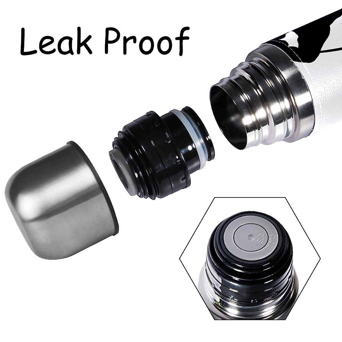 Stainless Steel Leather Vacuum Insulated Mug Horse Silhouette Thermos Water Bottle for Hot and Cold Drinks Kids Adults 16 Oz