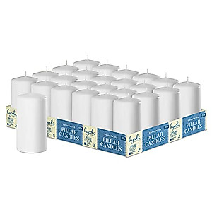 HYOOLA White Pillar Candles 2-inch x 4-inch - 24 Pack Unscented Bulk Pillar Candles - European Made