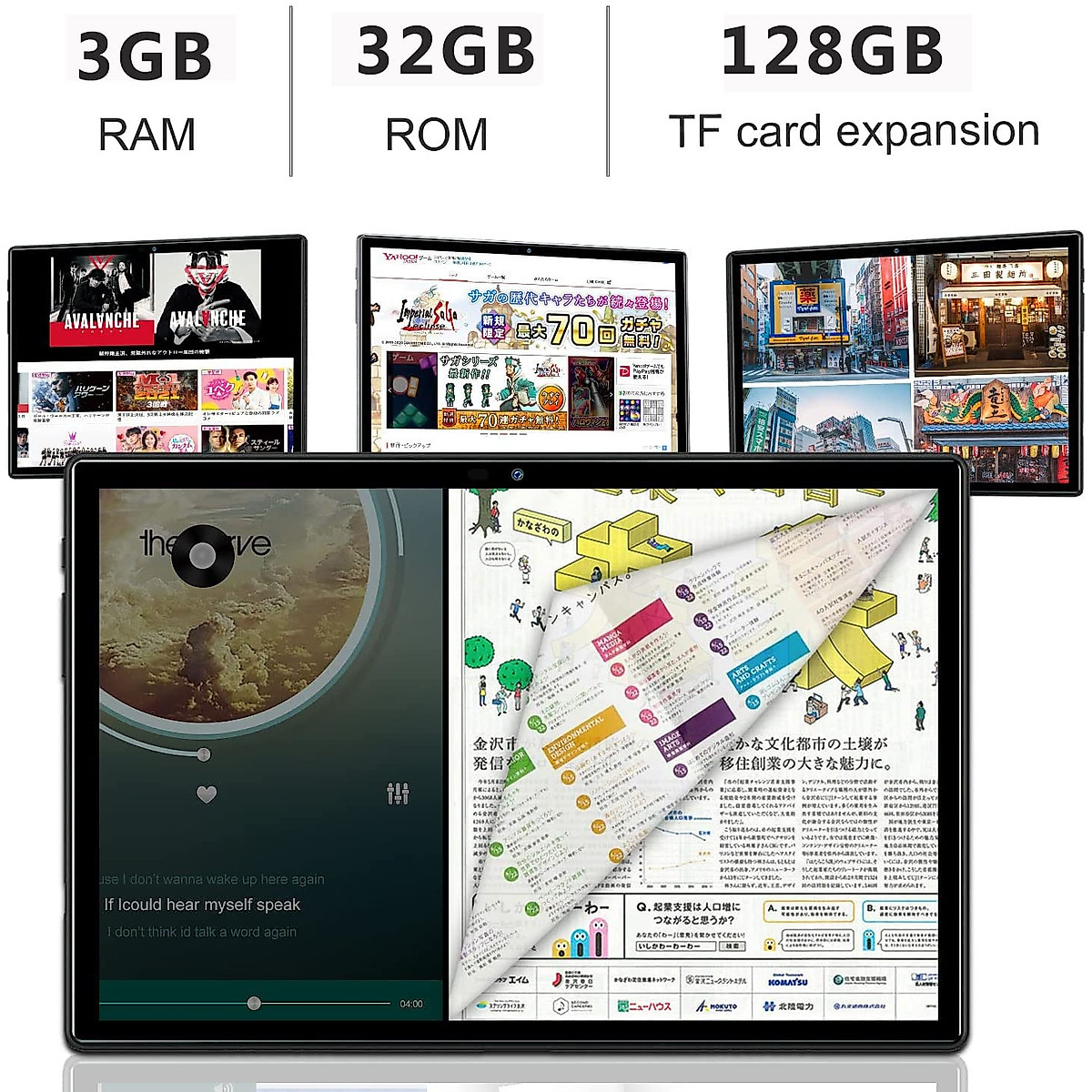 SANNUO 10 inch Android 11 Tablet pc, 3GB RAM, 32GB ROM, 128GB Expand Support, 1.6Ghz, 2.5D IPS Display, 8MP Camera,WiFi,G+G, Include Tablet Leather Case(Black)