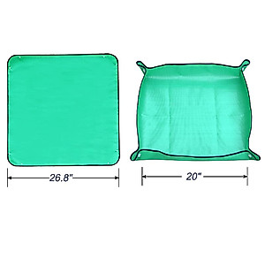SisBroo Waterproof Plant Repotting Mat Indoor Gardening Mat, Foldable Indoor Plants Succulent Potting Mat Indoor Plant Mat Portable Garden Mat-26.8" x 26.8"(Green)