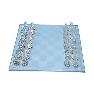 rockible Crystal Chess Board Adults Play Set Frosted Chess Board Set Portable Elegant Chess Set for Adult for Camping Picnics Leisure Gift Activity
