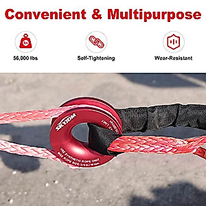 SKYJDM Soft Shackles with Recovery Ring - 3 Pack 1/2 in x 22 in Rope Shackle (56,000 lbs Breaking Strength) with Snatch Ring (55,000 lbs Working Load Limit) for 4x4 Truck SUV ATV UTV Vehicles (Red)