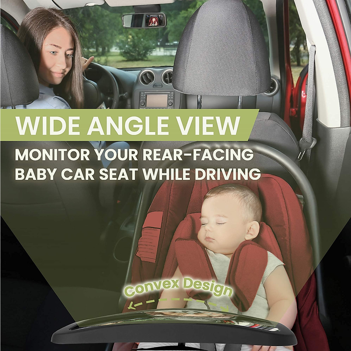 Large Shatterproof Baby Car Mirror and Baby Diaper Caddy Organizer Bundle - Travel Essentials