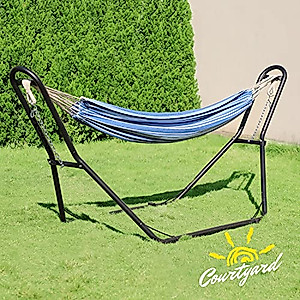 Zupapa Hammock Stand and Hammock, 2 Person Steel Hammock Frame and Hammock, 550LBS Capacity, Backyard Camping Use