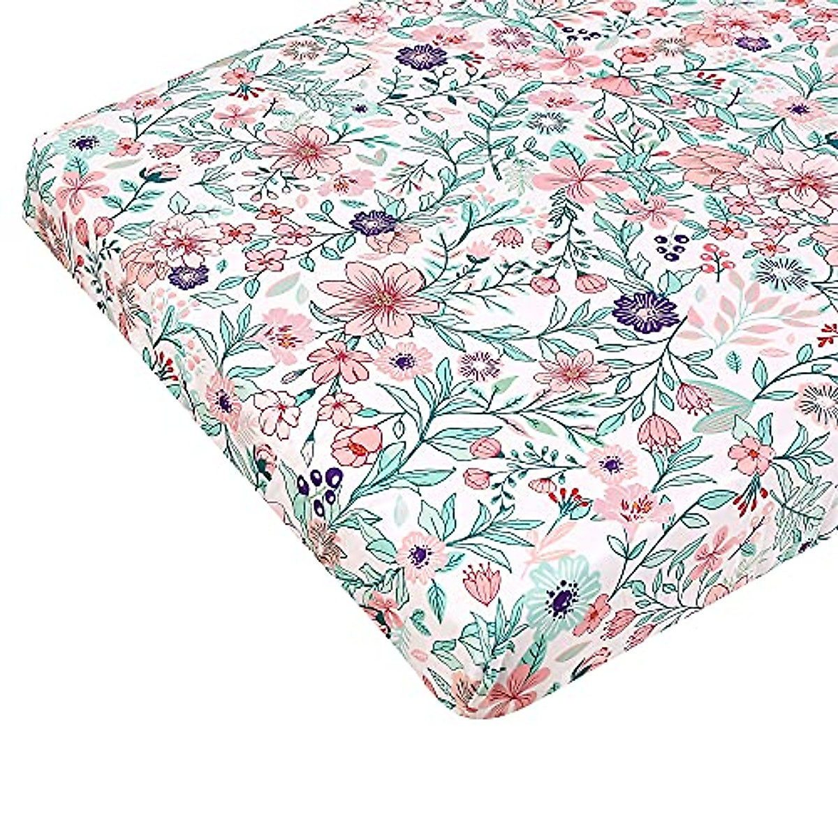 Brandream Nursery Bedding Jungle Animal Crib Bedding Giraffe Family Baby Comforter Set, 6 Piece Farmhouse Floral Girls Boys Cradel Bedding, Grey Pink White