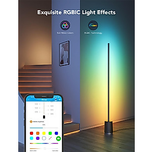 Govee RGBIC Floor Lamp, Modern LED Lyra Corner Lamp with 64+ Scene & Music Modes, 1500 Lumens, DIY Mode, Smart Remote Control Standing Floor Lamp for Bedroom, Living Room, Gaming Room, Black