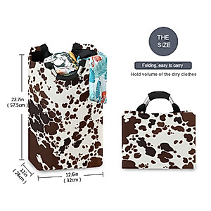 Kigai Cow Print Laundry Basket Foldable Large Laundry Hamper Bucket with Handles Collapsible Nursery Storage Bin for Kids Clothes Toy