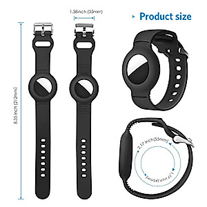 AMIR AirTag Wristband Kids(2 Pack) - Soft Silicone Air tag Bracelet for Kids - Adjustable Anti Lost Watch Band Compatible with Apple Air tag for Toddler Child (Black&White)