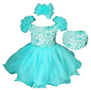 Jenniferwu EB1130NN Infant Toddler Baby Newborn Little Girl's Pageant Party Birthday Dress Mint Blue Size 3T