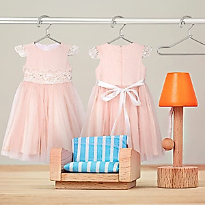 50pcs Mini Doll Clothes Hangers Mini Clothes Hanger Metal Doll Hangers for Dress Closet Doll House Accessories