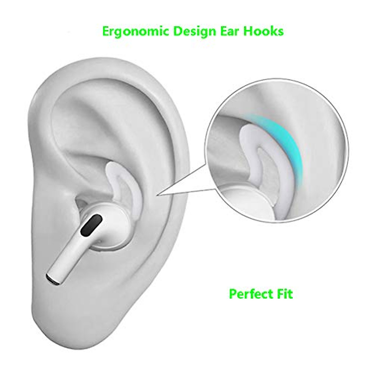 Ear Hooks for Airpods Pro, Culoda Anti-Slip Protective Case Cover for Apple AirPods Pro(DO NOT Fit for Charging Case) - 3 Pairs(White)