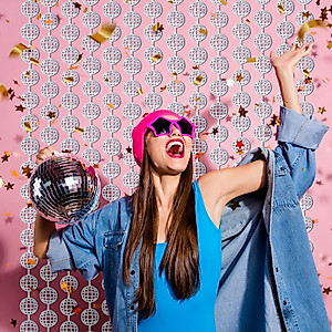 MENSTARSI Disco Party Decorations, 4 Pack Disco Ball Photo Booth Props,3.3x6.6 ft Silver Foil Fringe Curtains Photo Backdrop for The 70s & 80s Last Disco Bachelorette, Decades, Taylor Party Decor