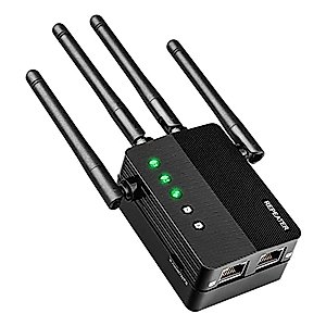 WiFi Extender, WiFi Booster, Cover up to 12880 sq.ft & 105 Devices, 1200Mbps Wall-Through Strong WiFi Booster, Dual Band 2.4G and 5G, with Ethernet Port & AP Mode, 4 Antennas 360° Full Coverage