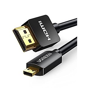 UGREEN Micro HDMI to HDMI Cable Adapter 4K 60Hz Ethernet Audio Return Channel Compatible with GoPro Hero 7/6 Raspberry Pi 4 Retroid Pocket 2+ Yoga 3 B500 Sony A6000 Camera Video Capture Card 3FT