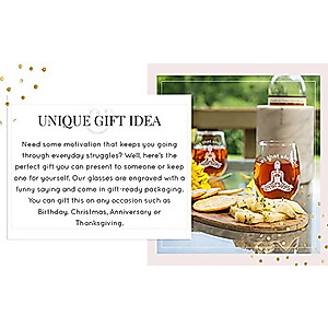 C & M Personal Gifts Buddha Engraved Stemless Wine Glass (Pack of 1) –Yoga Wine Glass, Let that Sh** Go Funny Glass, 17 Oz Glass Gift for Him or Her, Made in USA