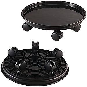 5 Packs Large Plant Caddy with Wheels 15&quot; Rolling Plant Stands Heavy-duty Plastic Plant Roller Base Pot Movers Plant Saucer on Wheels Indoor Outdoor Plant Dolly with Casters Planter Tray Coaster Black