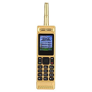 ariarly Retro Brick Shape Mobile Phone, W2 Unlocked Big Button Cellphone 2G Retro Bluetooth Cell Phone 1.77in Screen 4800mAh Power Bank Support Four Card Four Standby (Gold)