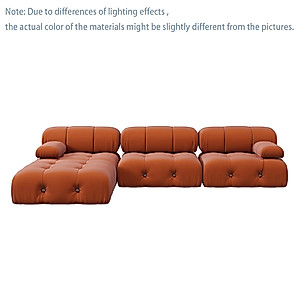 MGH Convertible Modular, Minimalist Couch with Ottomans, L-Shaped Velvet Sofas Couches, 4-Seat Sofa Couch Sectional with Reversible Chaise for Living Room (Orange)