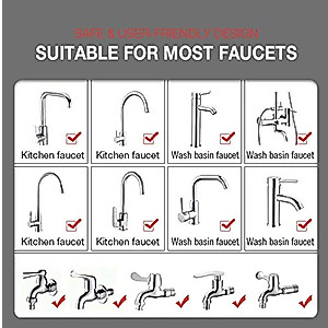 720 Degree Swivel Sink Faucet Aerator, Universal Splash Filter Faucet Sink Movable Tap Head Rotatable Filter Nozzle Faucet Head for Kitchen Bathroom - Easy Install (1PC External&Internal thread)