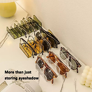 OVINEG Makeup Palette Organizer,Acrylic Eyeshadow Palette Pallet Holder,7 Sectons BPA Free Divided Make Up Blush,Contour Storage Holder Cosmetic Eye Shadow Display Stand Clear Rack Vanity Holder-2Pcs