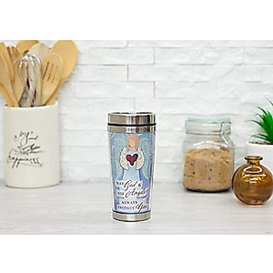 God and Angels Protect You 16 Oz Stainless Steel Travel Mug with Lid