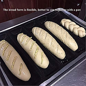 Meajore Baguette Pan, Nonstick Perforated Silicone Bread Pan, 5 Slots French Bread Baking Pan (17.7x13.4x1.4 inch)