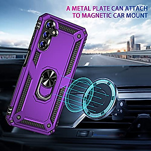Samsung Galaxy A14 5G Case with Screen Protector [2 Pack], [Military Grade] 16ft. Drop Tested Shockproof Phone Cover with Ring Magnetic Kickstand for Samsung Galaxy A14 5G, Purple