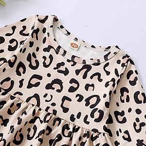 XUANHAO 18 Months Girl Clothes Toddler Girl Winter Clothes Ruffle Leopard Tops Denim Jeans Long Sleeve Pant Set 18-24 Months Girl Clothing