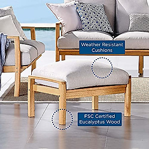 Modway EEI-3701-NAT-LGR Orlean Ottoman, Natural Light Gray