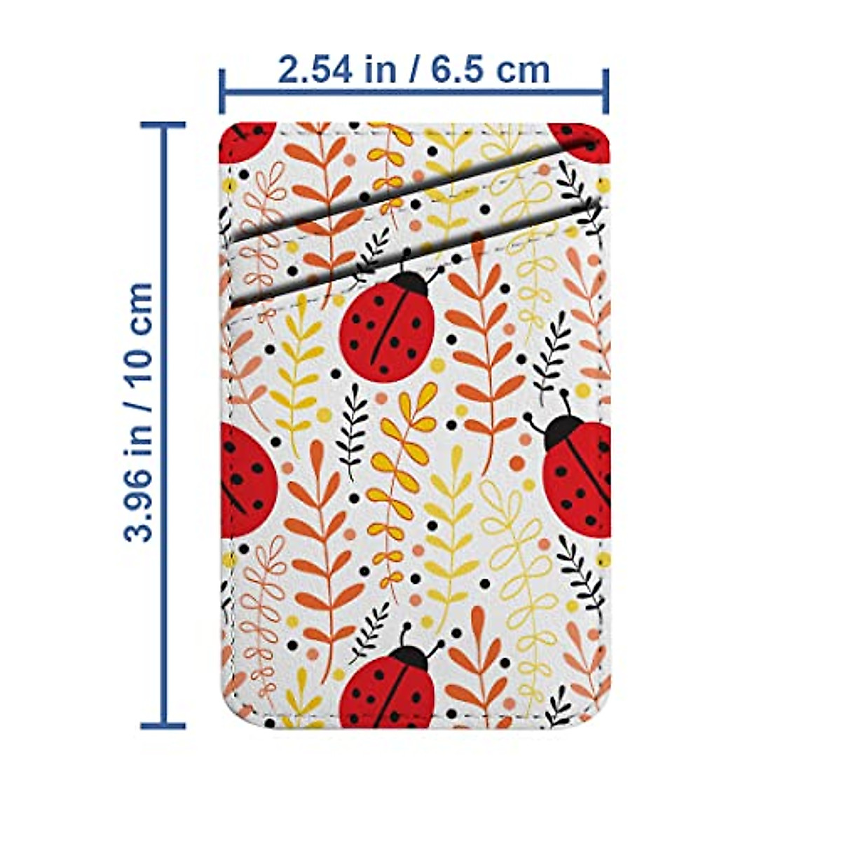 Diascia Pack of 2 - Cellphone Stick on Leather Cardholder ( Tor Ladybug Pattern Pattern ) ID Credit Card Pouch Wallet Pocket Sleeve