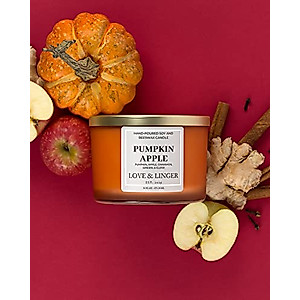 Pumpkin Apple Candle | Fall Candles | Luxury Soy & Beeswax Candles for Home | 16 oz. Large Jar 3 Wick Candle | Thanksgiving Candle | Fall Scented Candle | Autumn Candles
