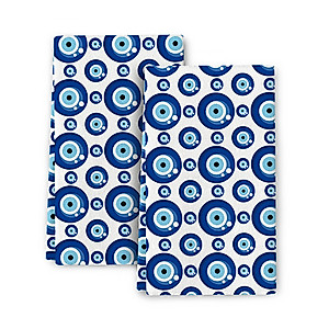 Bapcoku Blue Evil Eyes Kitchen Dish Towels 16"x 24" Cotton Absorbent Drying Cloth Tea Towels Hand Towels 2 Pack for Cooking Baking Farmhouse Home Decor