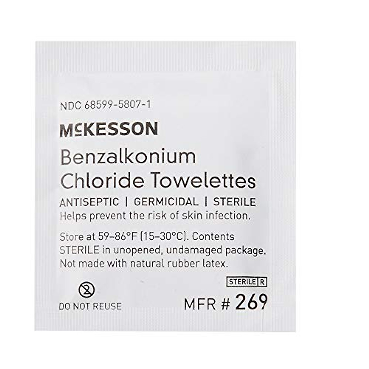 McKesson Benzalkonium Chloride Towelettes, Antiseptic Cleansing, Individual Packet, 100 Wipes, 10 Packs, 1000 Total