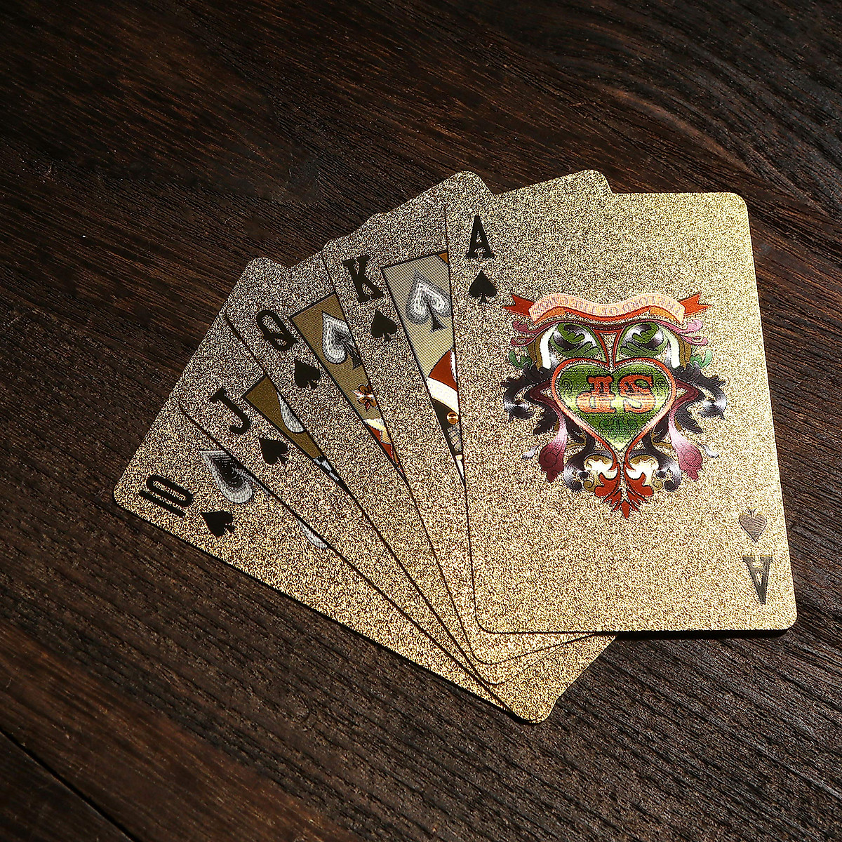 BETTERLINE 2 Poker Decks Playing Cards Patterned Design Black and Gold Foil - Durable and Flexible Waterproof Plastic Coated Cards