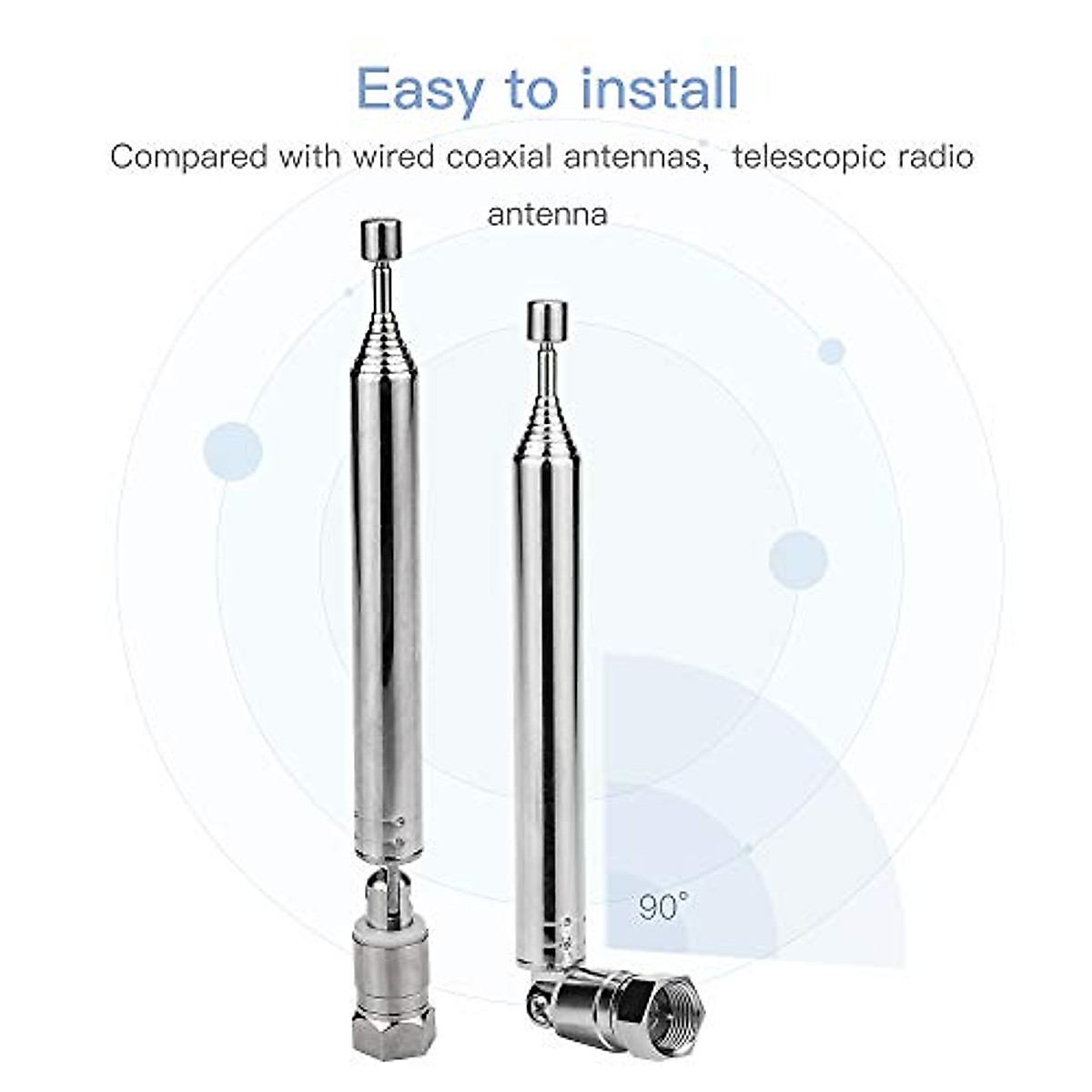 Tecreddy FM Telescopic Radio Antenna 75 Ohm Replacement Antenna F Type Male Plug for Yamaha Onkyo Pioneer Marantz Bose Wave Music System Indoor Radio Home Stereo Receiver Audio Vedio AV Receiver