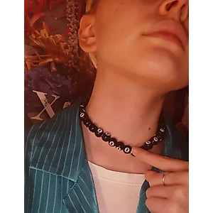 Billiard 8 Ball Choker Necklace Black # 8 Lucky Vintage Statement Y2K Goth Punk Cool Indie Creative Necklace Bracelet for Women Men… (Style1 Choker)