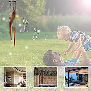 Epartswide Wind Chimes Outdoor Wind Chimes 36" Garden Chimes with 18 Aluminum Alloy Tubes and 3 S Hooks for Garden Patio Decor(Golden)
