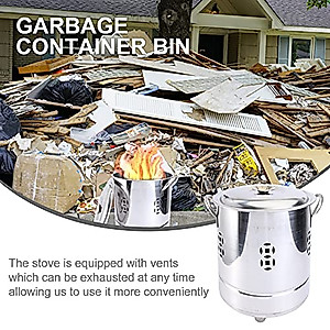 Hemoton 2Pcs Stainless Steel Burn Barrel Incinerator Cages Fire Pits with Double Handle Metal Garden Fire Cage Debris Burn Bin Pot for Wood Paper Leaf Trash Backyard Bonfire 30cm Silver