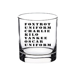 Rogue River Tactical Funny Foxtrot You Acronym Old Fashioned Whiskey Glass Gag Gift For Military Veteran Active Duty